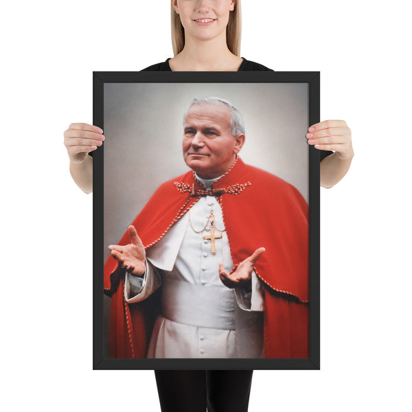 Pope John Paul II (Red Cape) Framed poster – Christian System